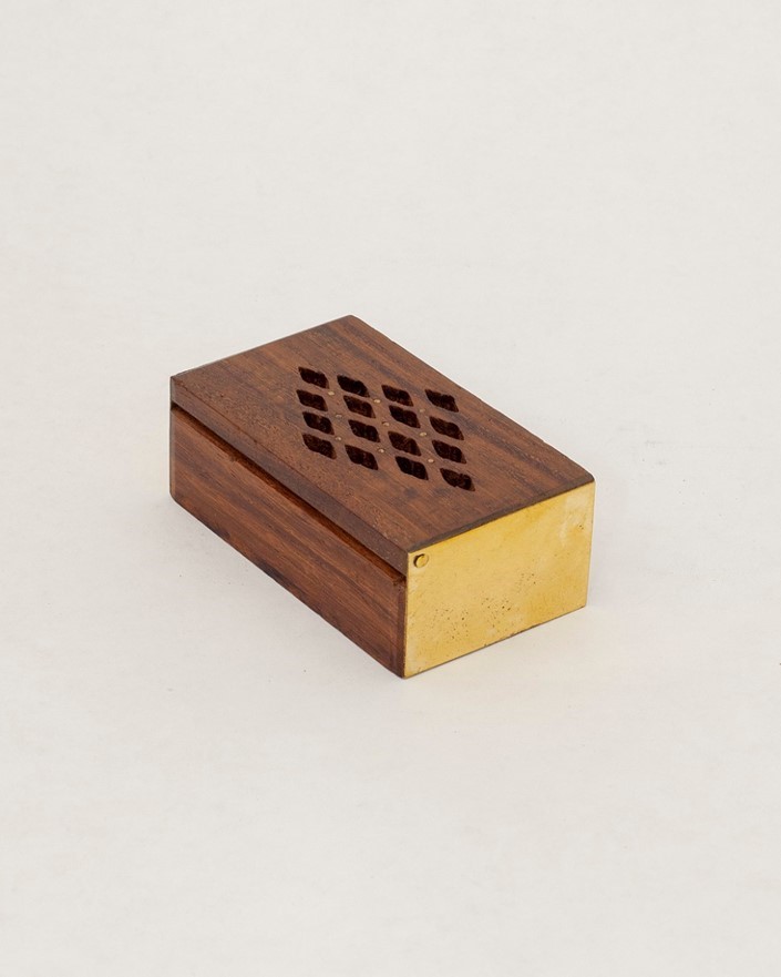 Wholesale Small Perforated Wood Box With Brass Edges from India Arts