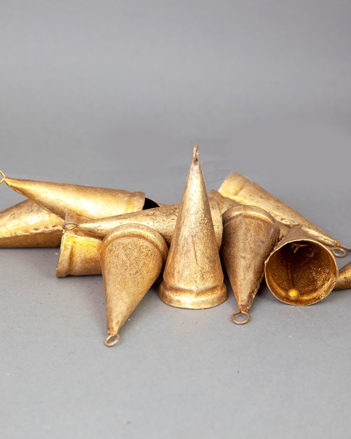 Wholesale Handmade 3.5 Inch Cone Tin Bell W/ Metal Striker from India Arts