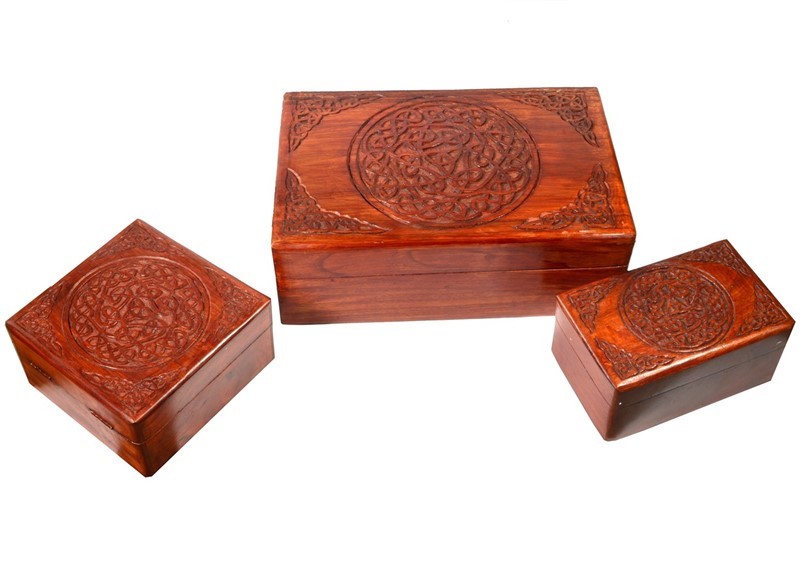 Wholesale Celtic Knot Wood Box Set of 3 from India Arts