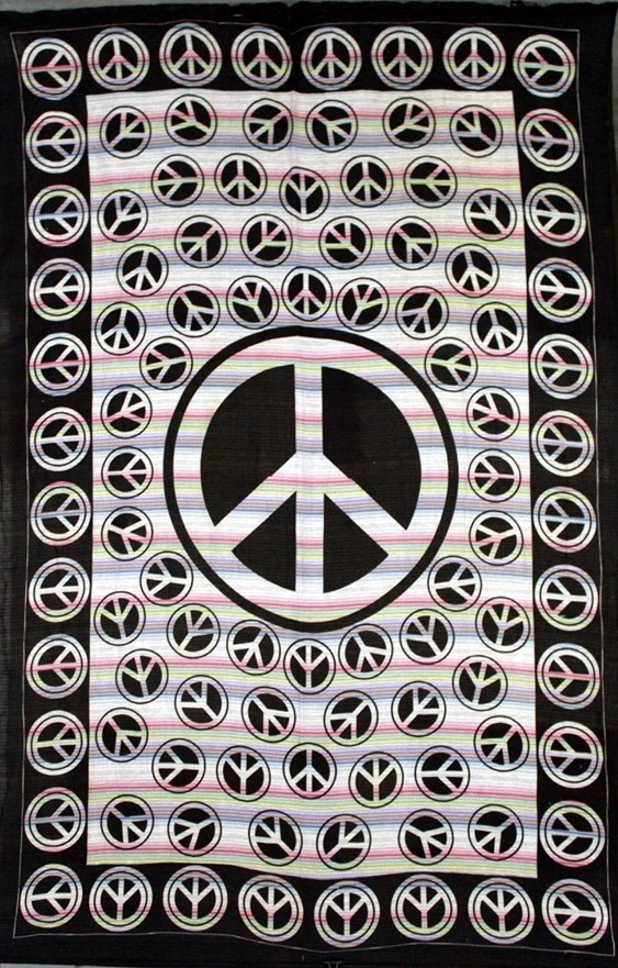 Wholesale Striped Cotton Tapestry With Peace Sign
