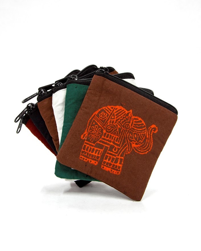 Wholesale Handblocked Cotton Elephant Pouch | Small Bags/Pouches