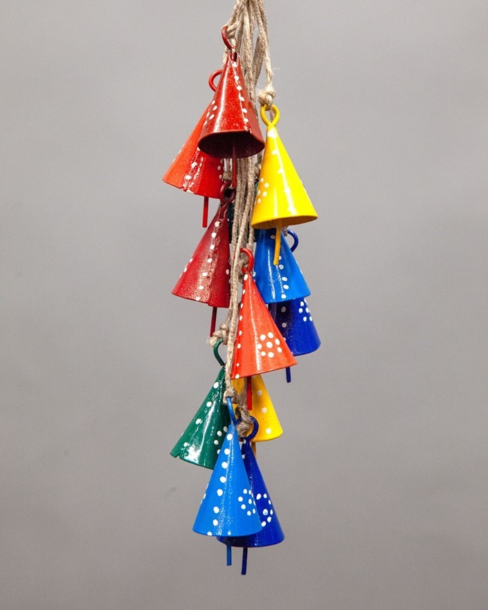 Wholesale Hand Painted Cone Bells On Jute Strand from India Arts
